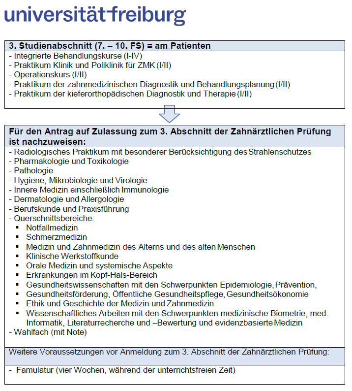 Dritter Studienabschnitt – Medizinische Fakultät